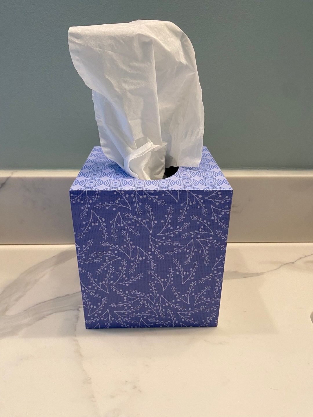 Blue and White Floral Tissue Box Cover Bathroom Decor Pretty Blue ...