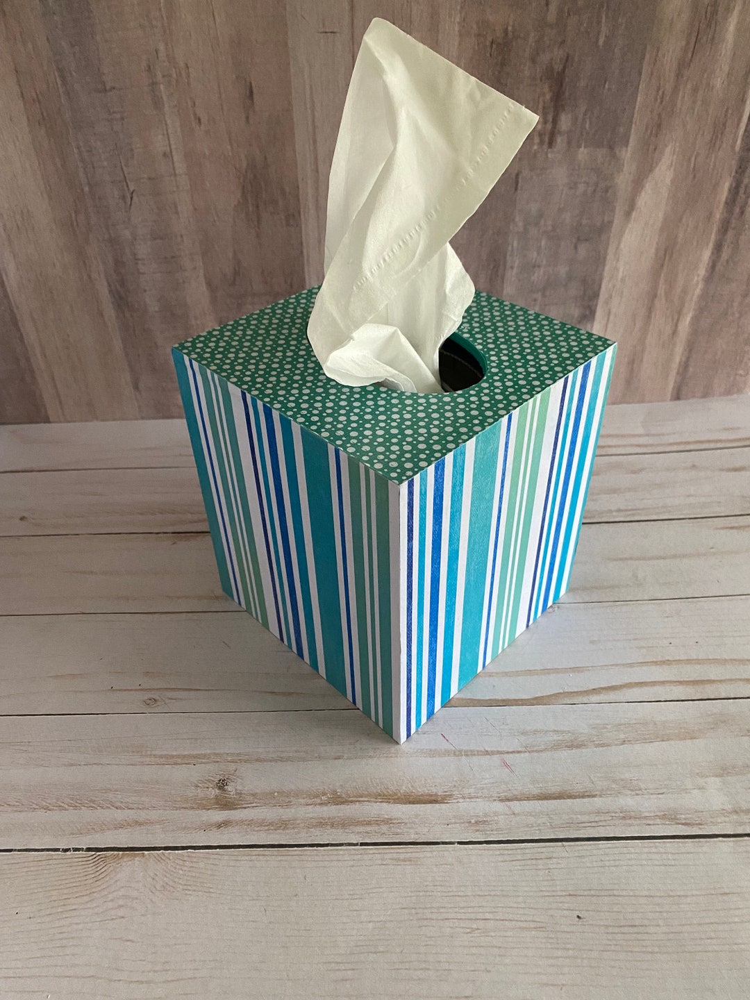 Turquoise Blue & Green Tissue Box Cover Bathroom Decor Pretty Tissue ...