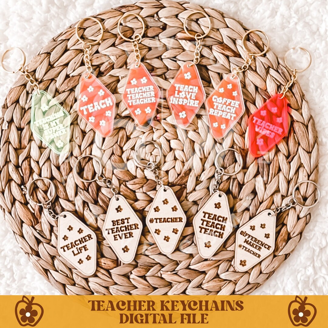 Teacher Keychain Svg, Teacher Svg, Teacher Gift Svg, Retro Keychain Svg ...