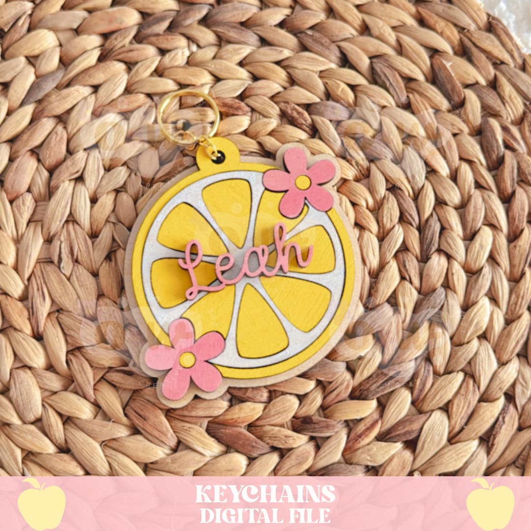 Lemon Keychain Svg, Backpack Name Tag Svg, Fruit Keychain Svg, Keychain ...