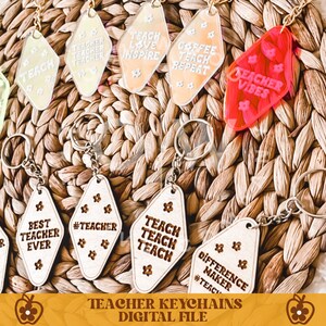 Teacher Keychain Svg, Teacher Svg, Teacher Gift Svg, Retro Keychain Svg ...