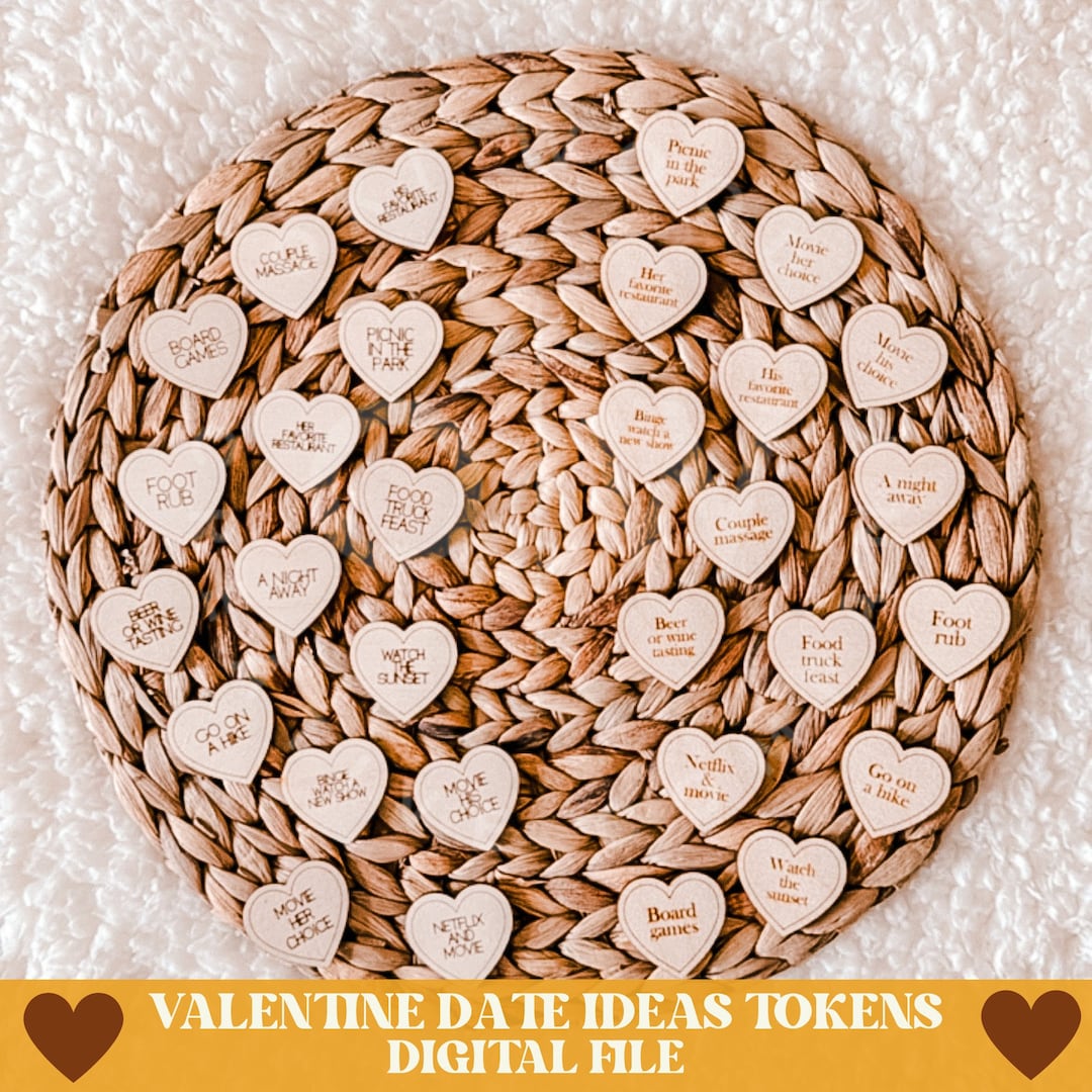 Valentine Tokens Svg, Valentine Date Idea Svg, Heart Tokens Svg, Date ...