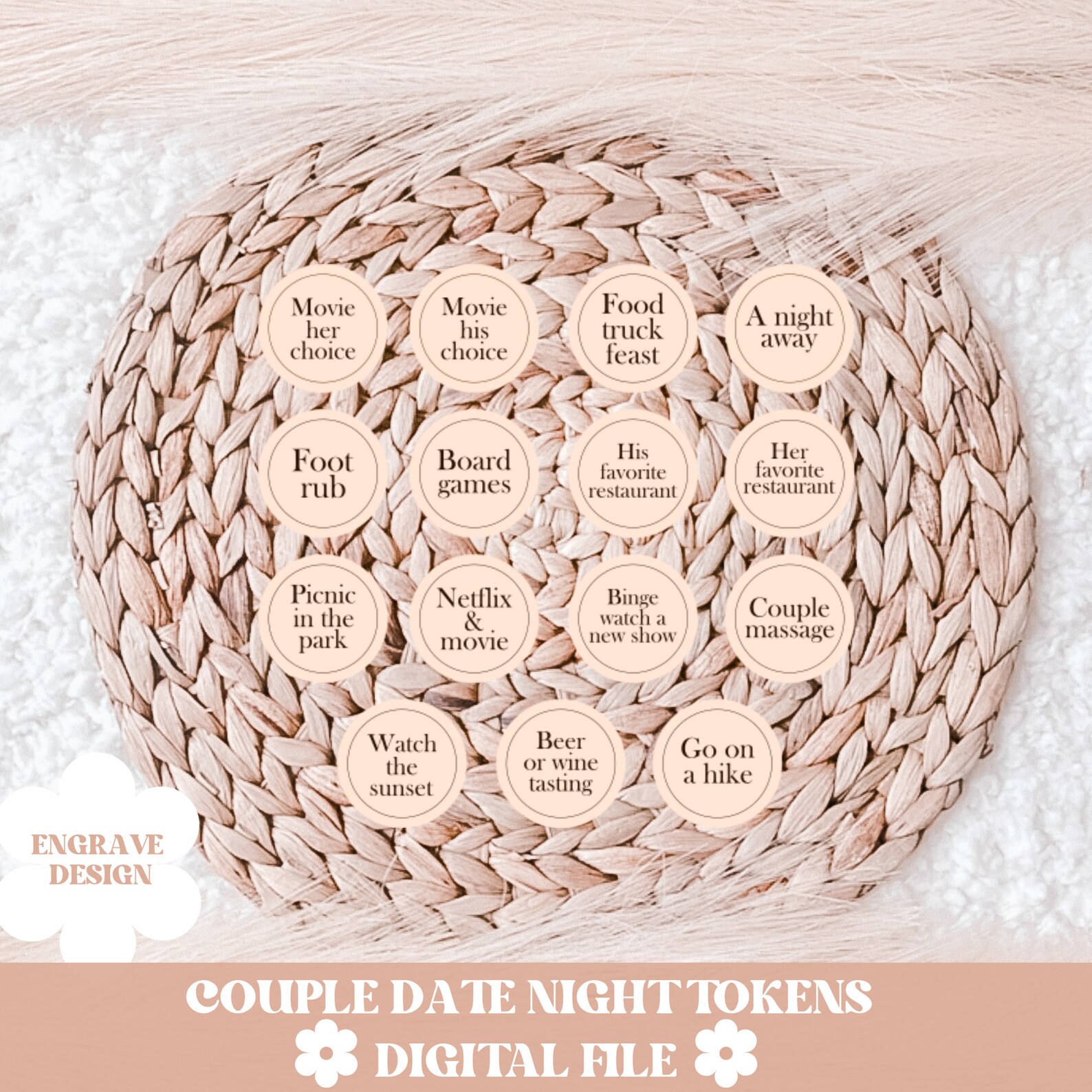 Date Night Tokens Svg Couple Date Night File Couples File - Etsy