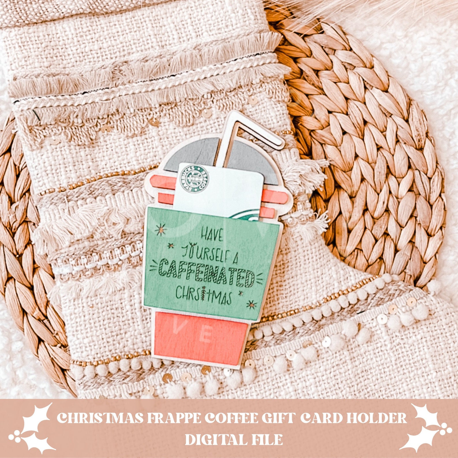 Coffee Frappe Gift Card Holder Svg, Christmas Gift Card Svg, Christmas ...