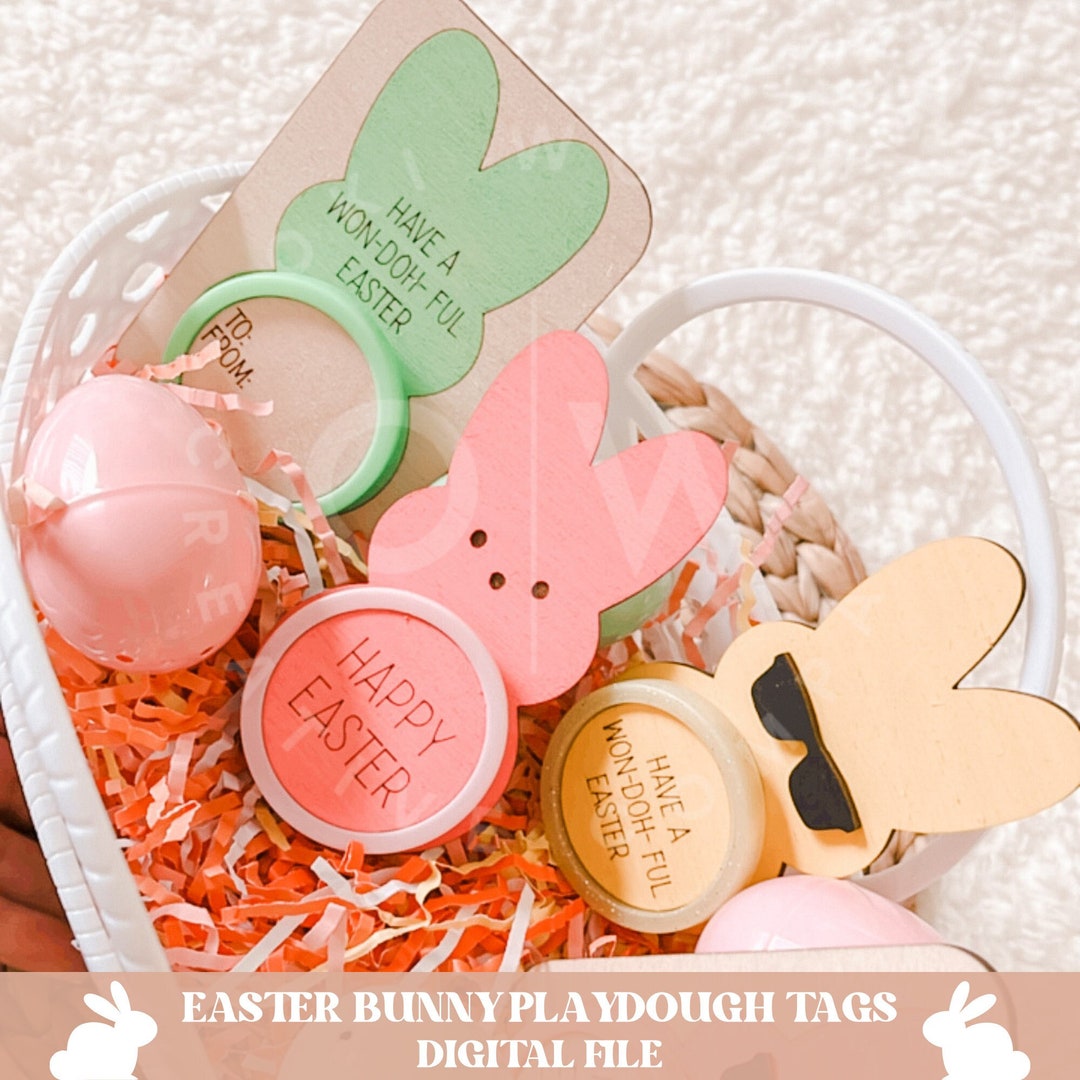 Easter Bunny Playdough Tags Svg, Easter Tags Svg, Easter Gifts Svg ...