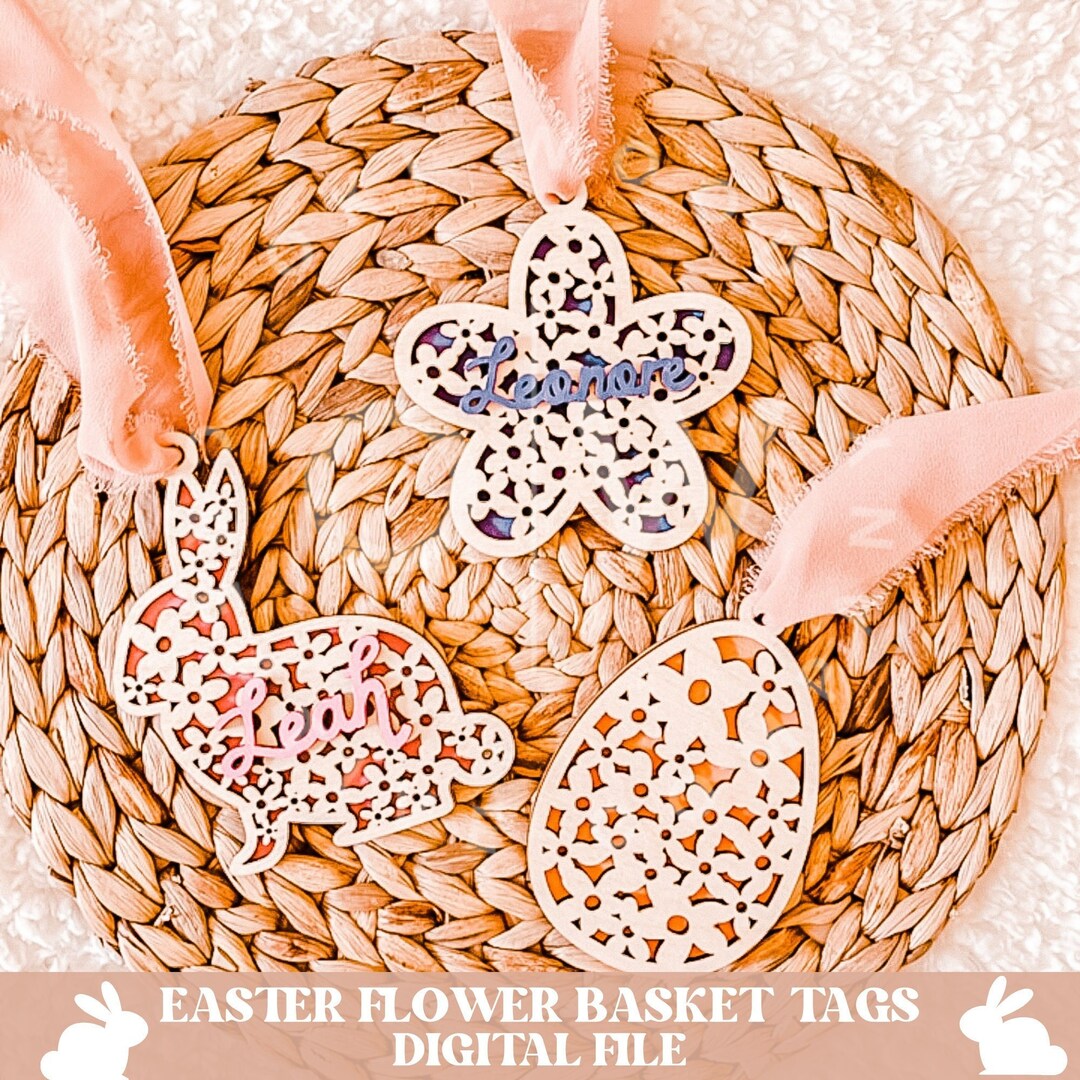 Easter Flower Tags Svg, Easter Tags Svg, Basket Tags Svg, Easter Svg ...
