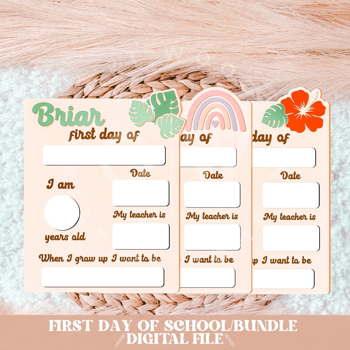 First Day of School 3 Bundle Sign Svg Back to School First - Etsy
