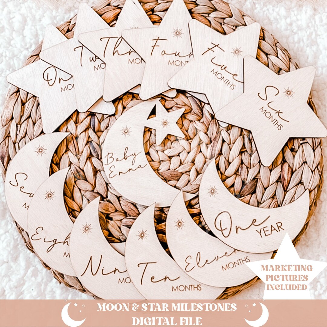 Baby Milestones Svg, Star and Moon Milestones Svg, Star Svg, Moon Svg ...
