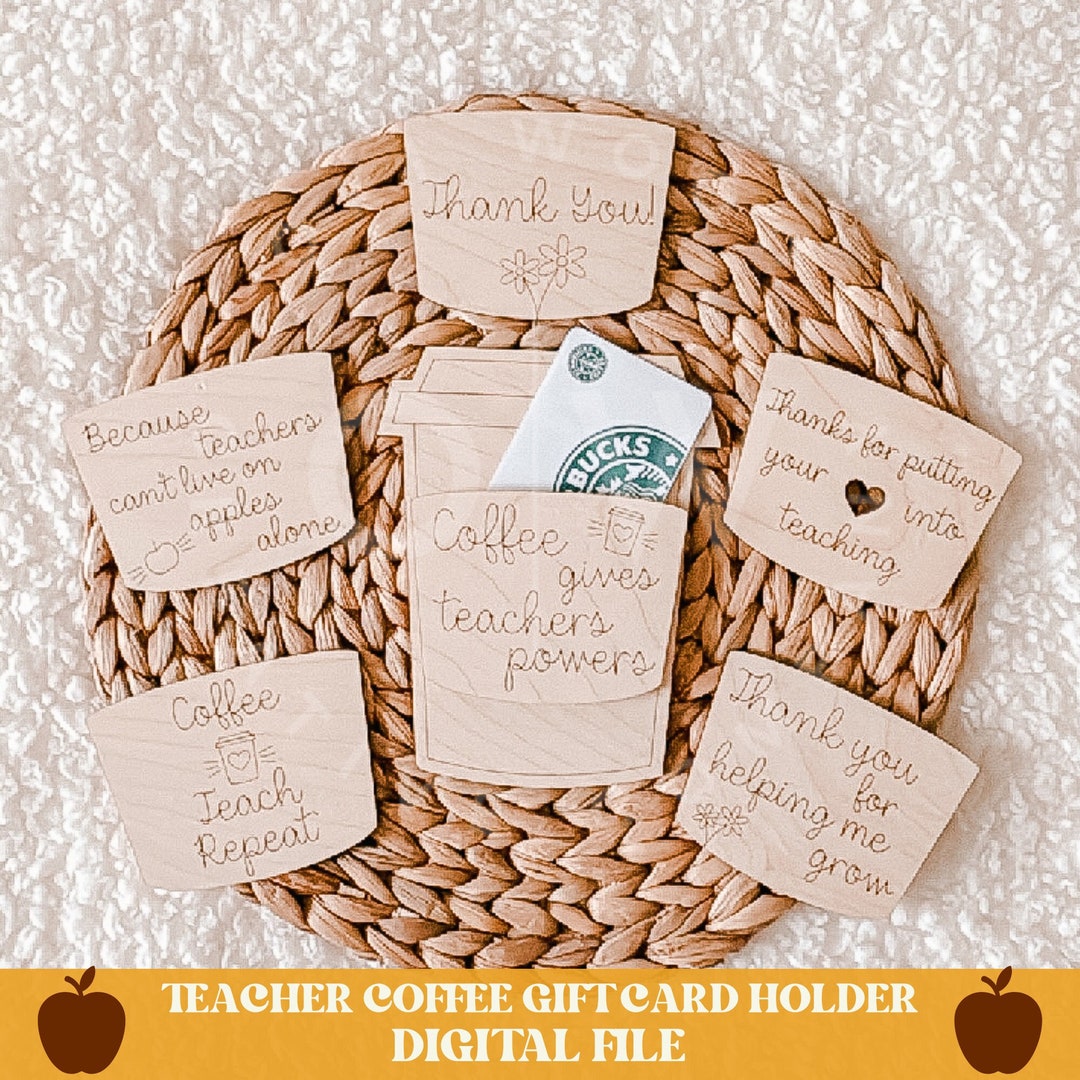 Teacher Coffee Gift Card Svg, Coffee Gift Card Holder Svg, Gift Card ...