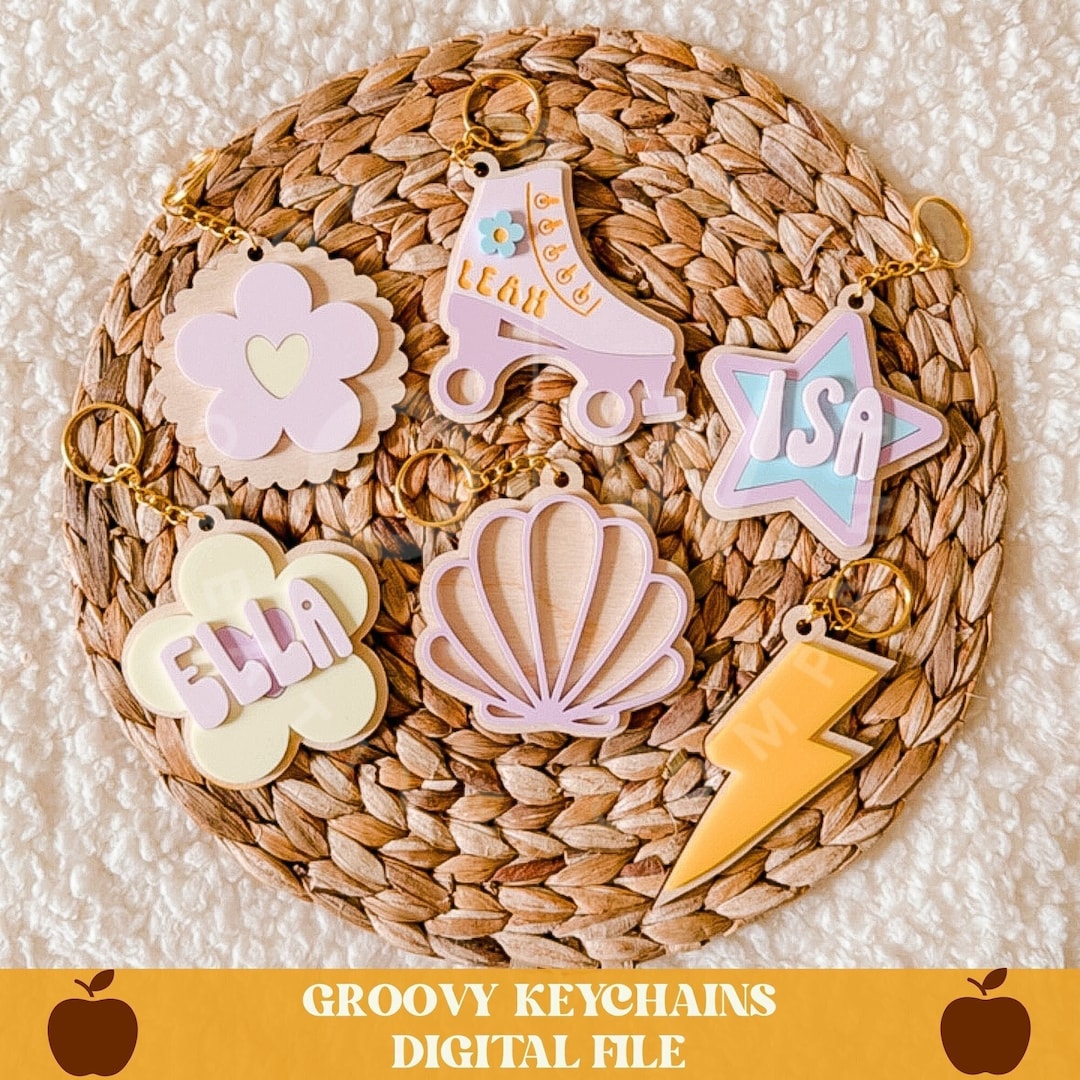 Groovy Keychain Svg, Backpack Name Tag Svg, Retro Keychain Svg ...