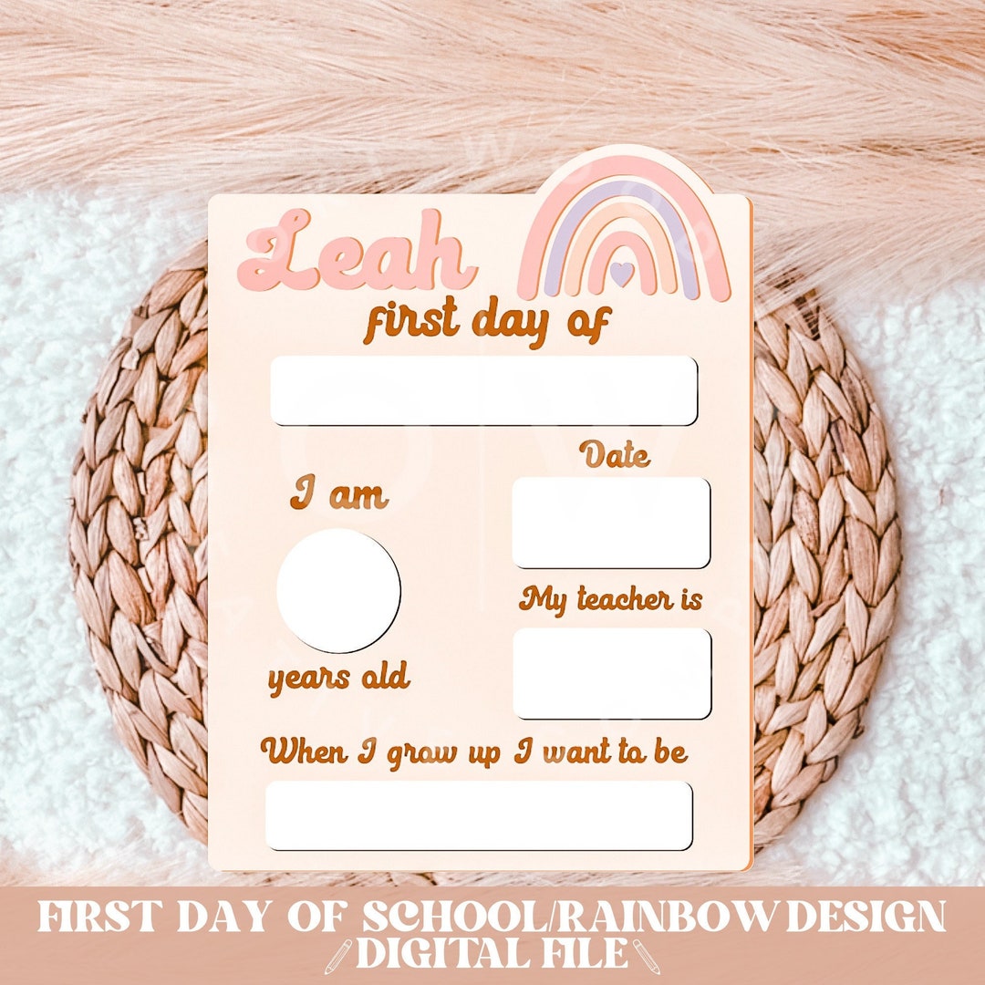 First Day of School Rainbow Sign Svg, Back to School, First Day of Svg ...