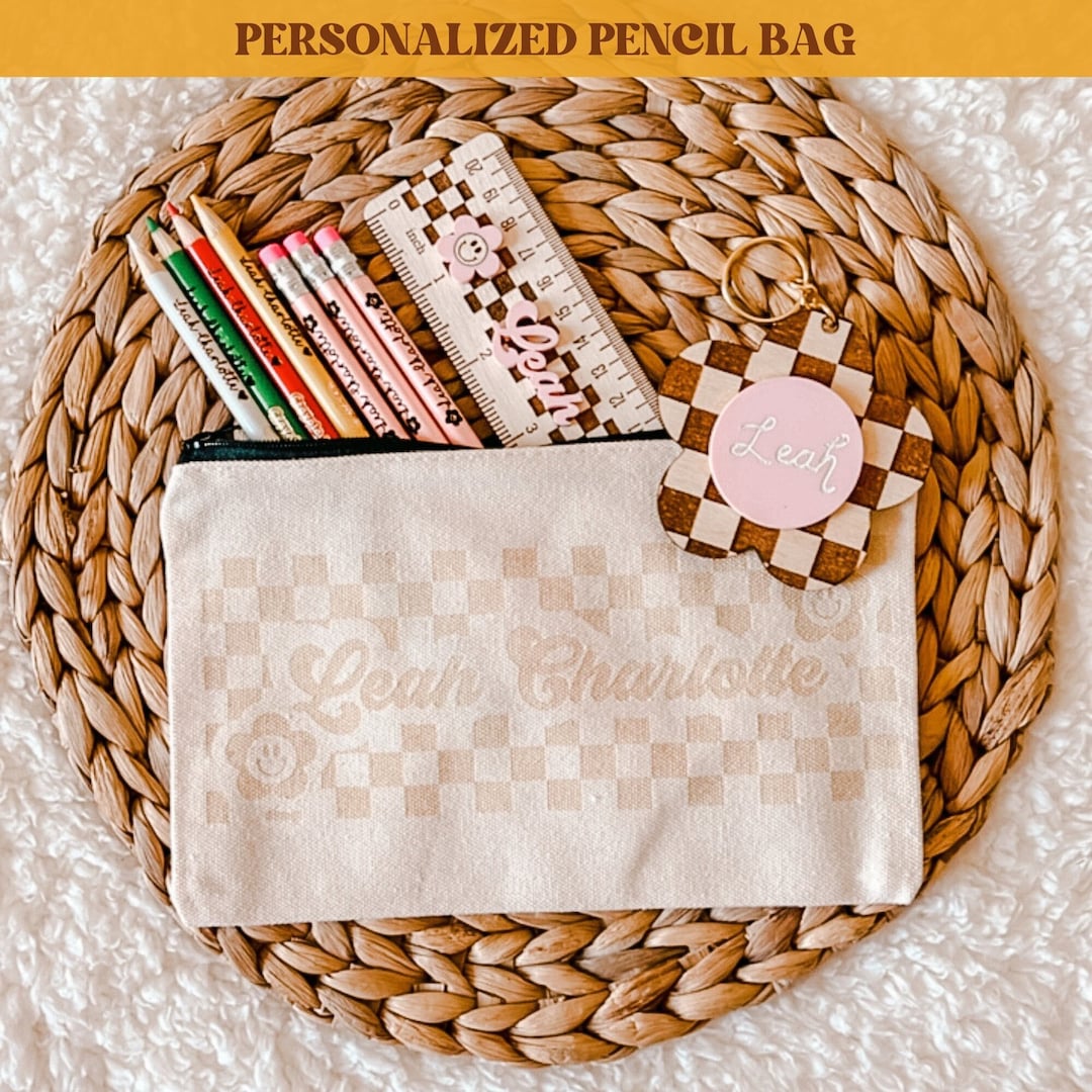 Custom Name Pencil Case, Canva Pencil Bag, Canvas Bag, Personalized ...
