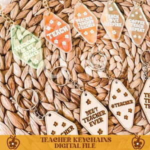 Teacher Keychain Svg, Teacher Svg, Teacher Gift Svg, Retro Keychain Svg ...