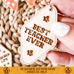 Teacher Keychain Svg, Teacher Svg, Teacher Gift Svg, Retro Keychain Svg ...
