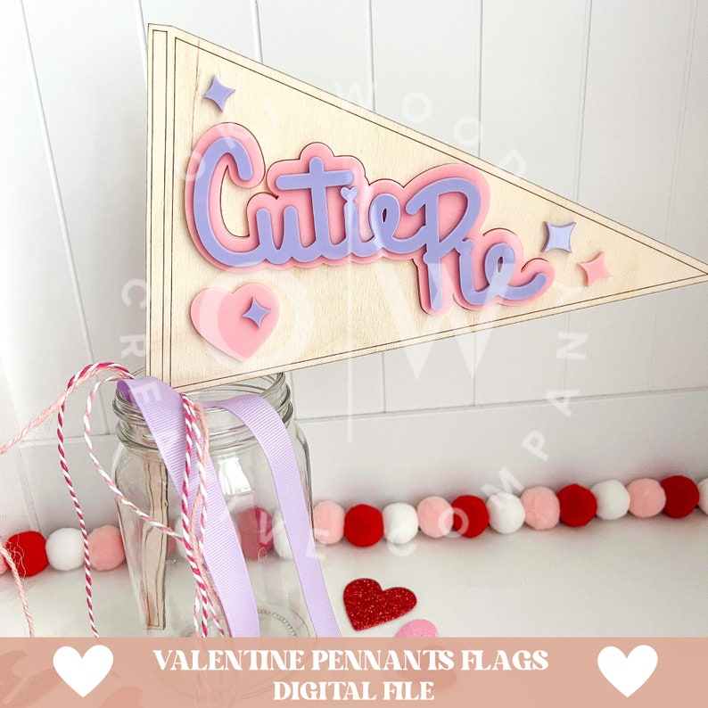 Valentine Pennant Flag Svg Heart Pennant Flag Svg Valentine - Etsy