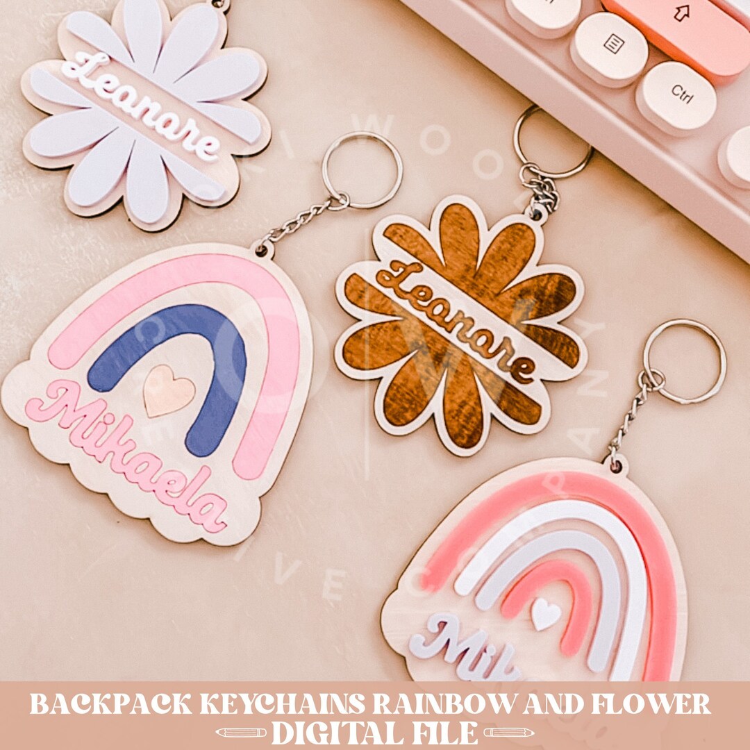 Rainbow Keychain Svg, Flower Keychain Svg, Keychain Bundle Svg ...