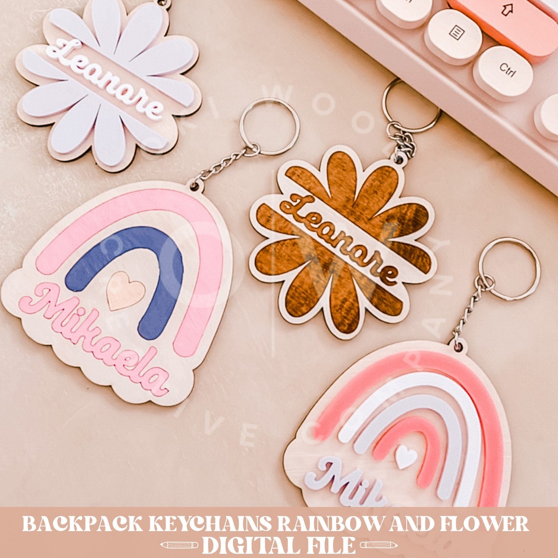 Rainbow Keychain Svg Flower Keychain Svg Keychain Bundle - Etsy
