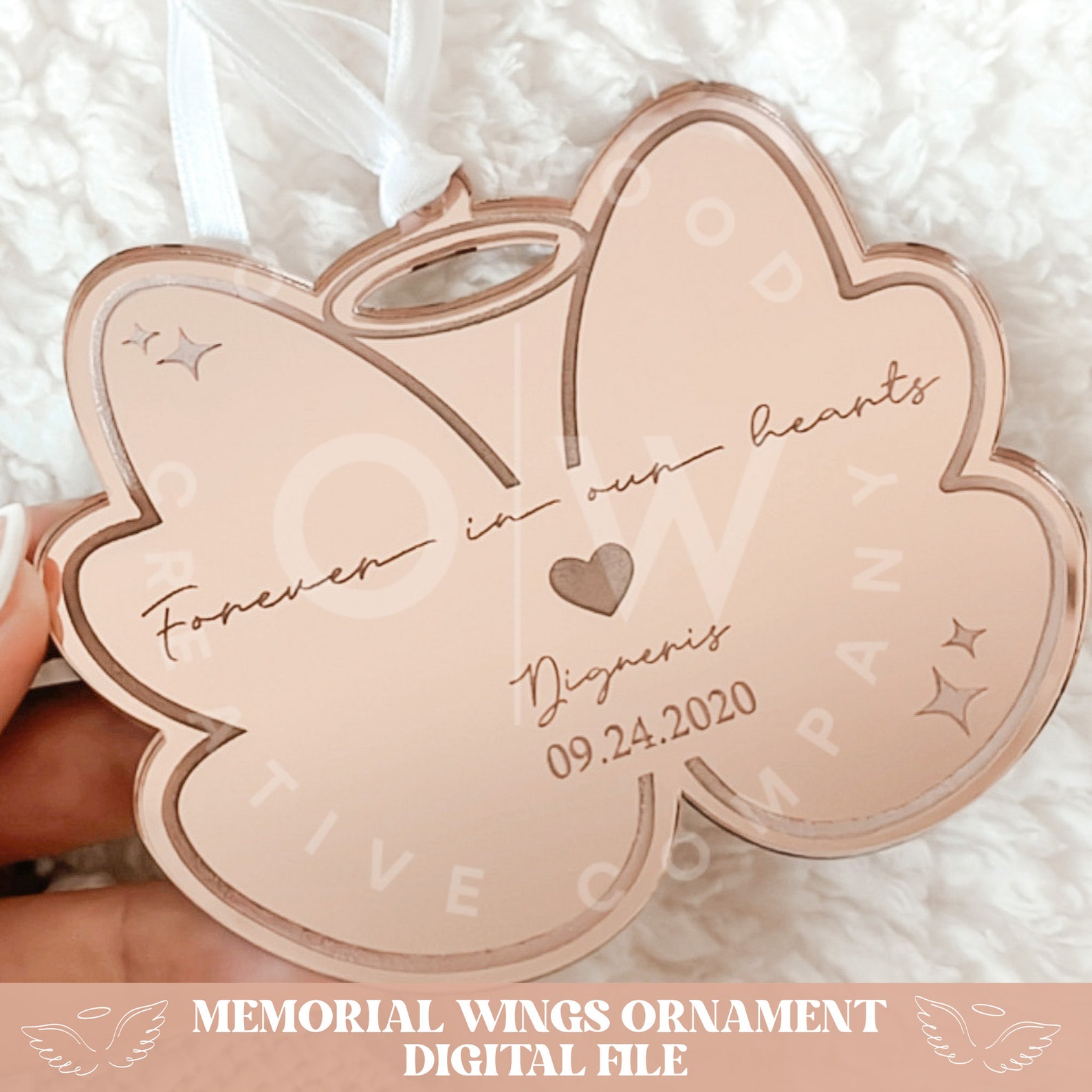 Memorial Ornament Svg, Wings Ornament Svg, Angel Ornament Svg, Memorial ...
