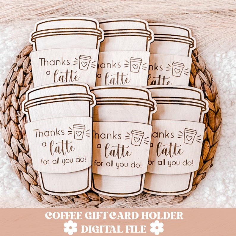 Gift Card Holder Svg Thanks a Latte Svg File Coffee Gift - Etsy