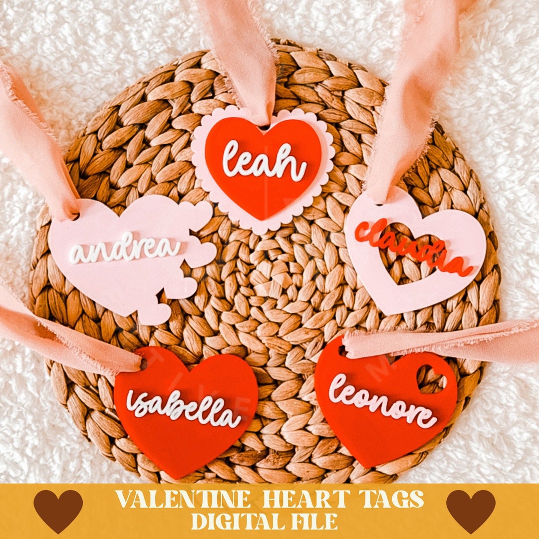 Valentine Heart Tags Svg, Valentine Tags Svg, Heart Tags Svg, Heart Svg ...