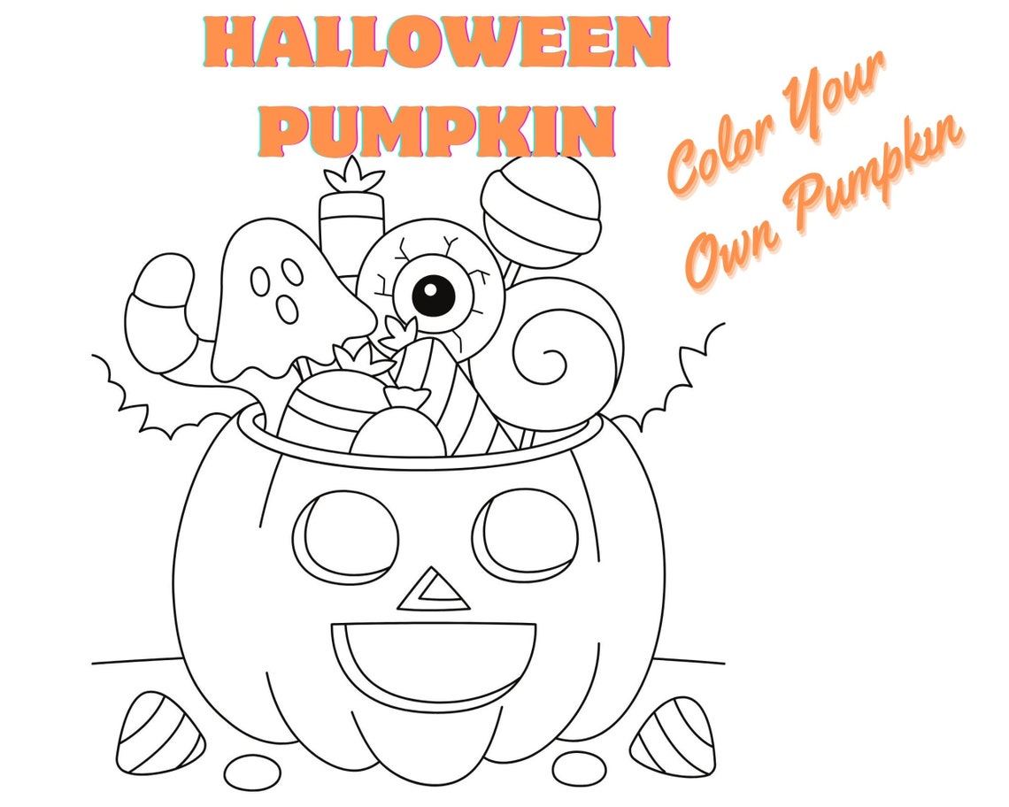 Printable Decorate Your Pumpkin, Halloween Coloring Sheet for Kids ...