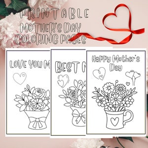 Mother's Day Coloring Pages Cards ,printable Flower Bouquet Activity ...