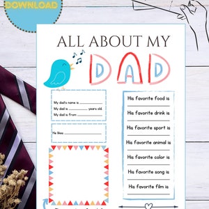 Father's Day Interview Printable: 'all About My Dad' Keepsake (PDF ...