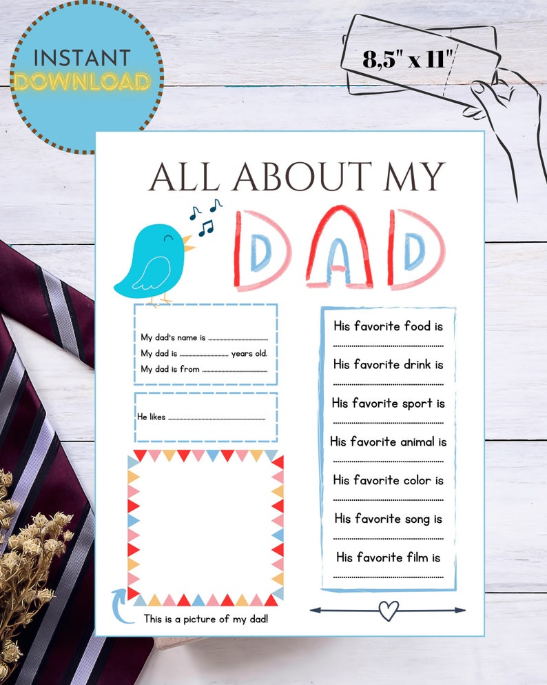 Father's Day Interview Printable: 'all About My Dad' Keepsake (PDF ...