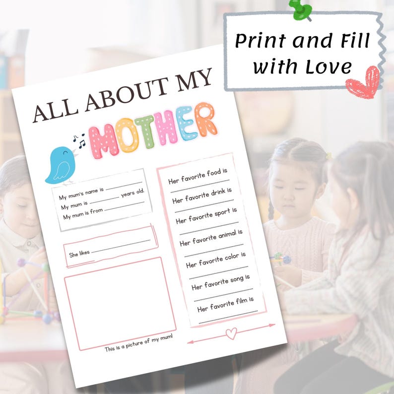 All About My Mom Printable | Mother's Day Questionnaire for Kids | Mama ...