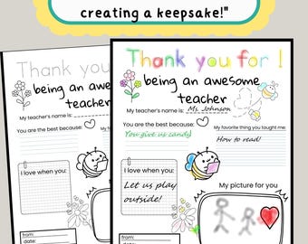 Teacher Appreciation Printable Thank You Teacher Gift | End of Year ...