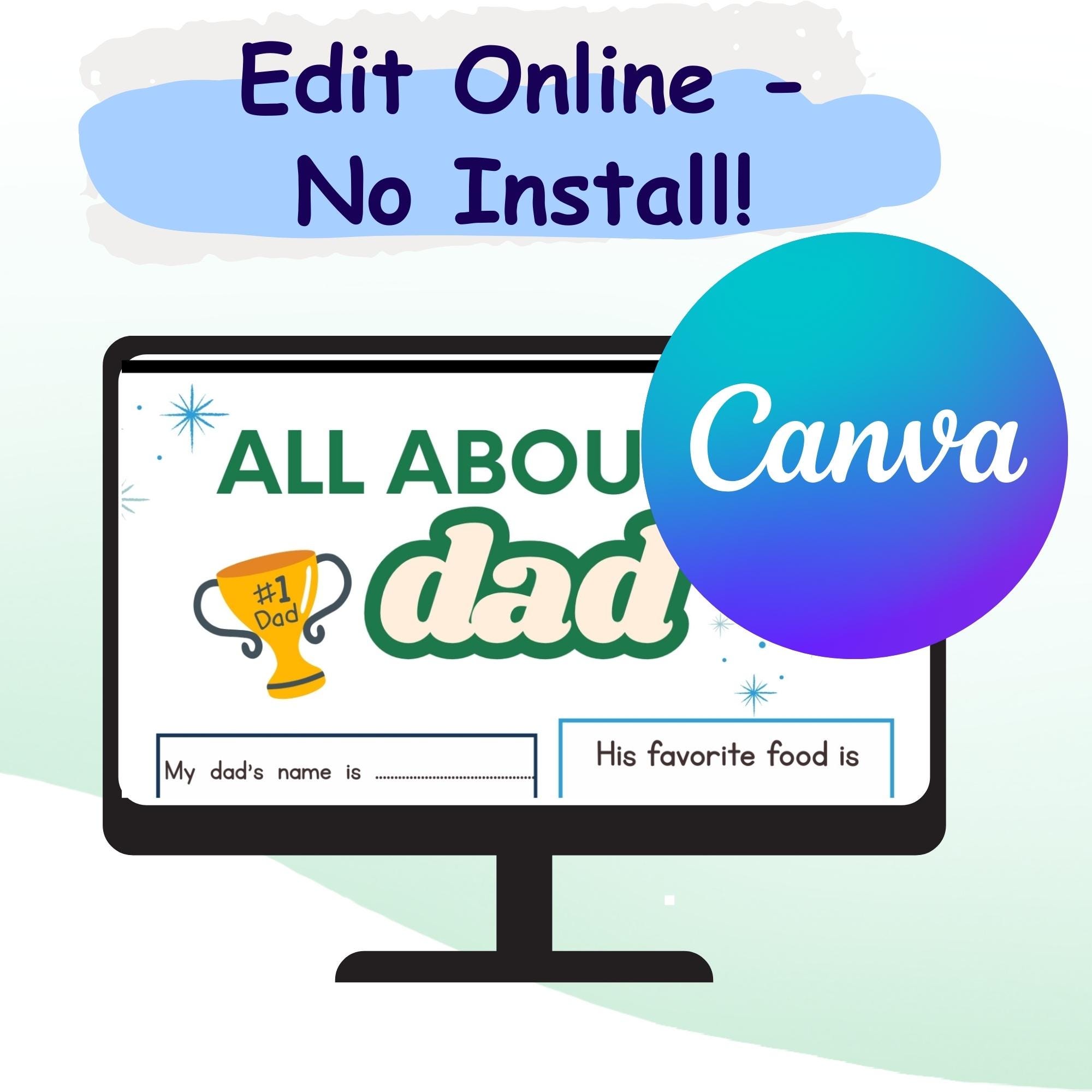 All About My Dad Printable | Father's Day Activity for Kids | Editable ...