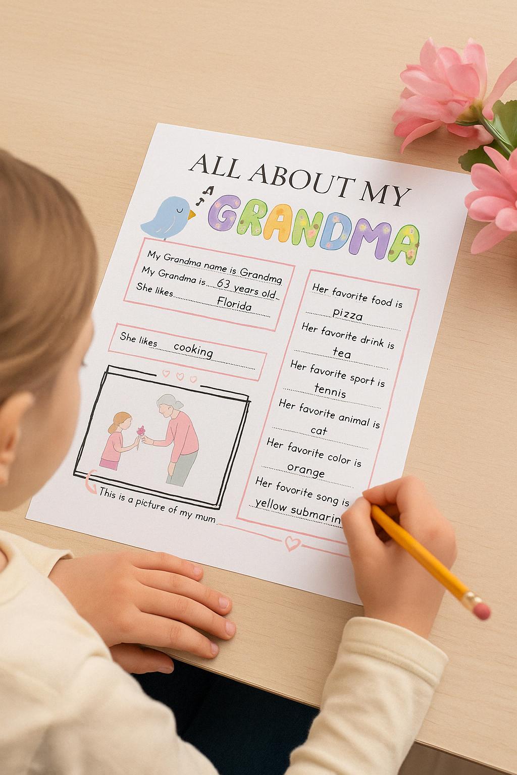 All About My Mom Grandma Printable Set | Mother’s Day & Grandparents ...