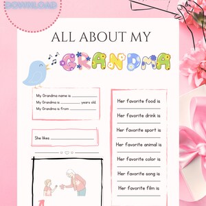 All About My Grandma Printable | Grandparents Day Activity for Kids ...