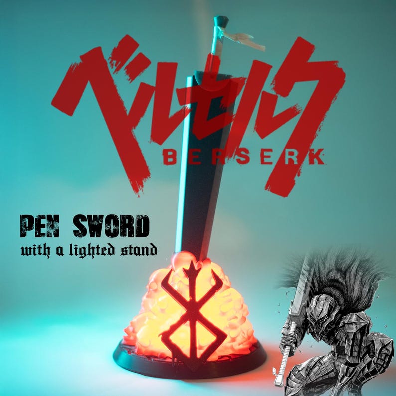 Berserk Guts Pen Sword With a Lighted Stand - Etsy