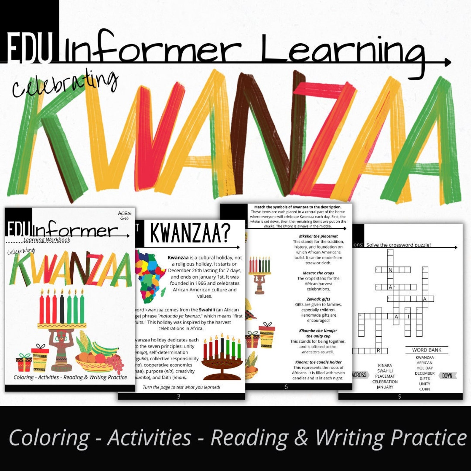 Celebrating Kwanzaa, Printable and Digital Workbook, Homeschool and ...