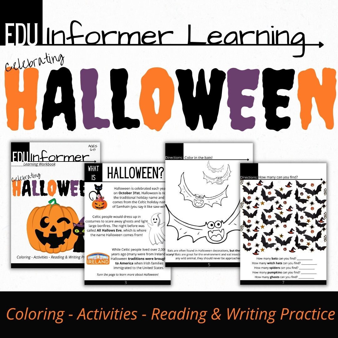 Celebrating Halloween Printable and Digital Workbook | Etsy