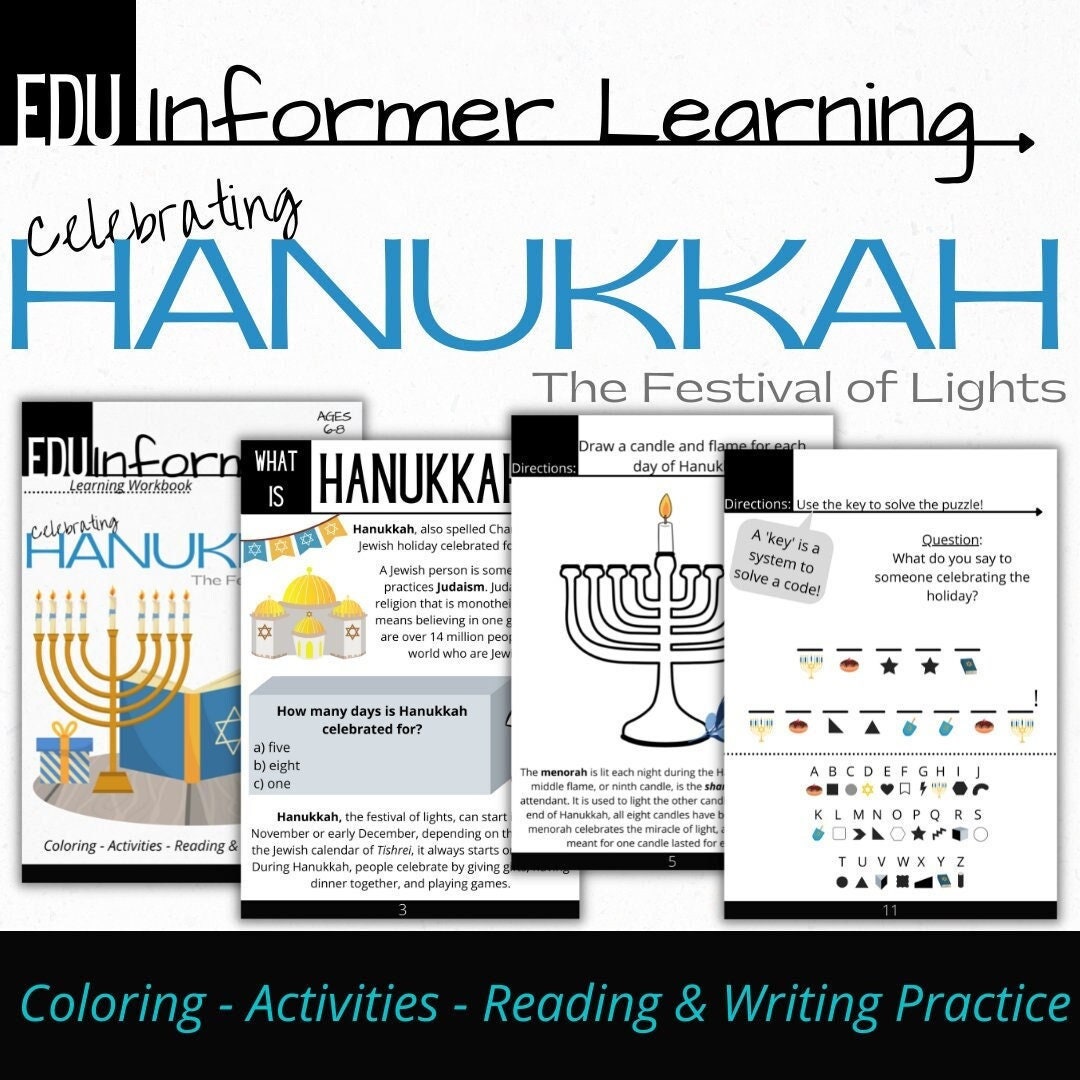 Celebrating Hanukkah Printable and Digital Workbook | Etsy