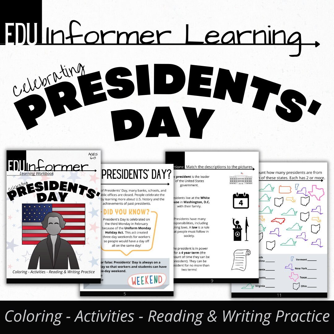 Celebrating Presidents' Day, Printable and Digital Workbook, Homeschool ...