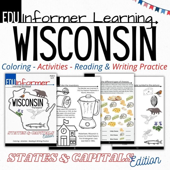 States and Capitals Series Wisconsin Workbook Printable and | Etsy