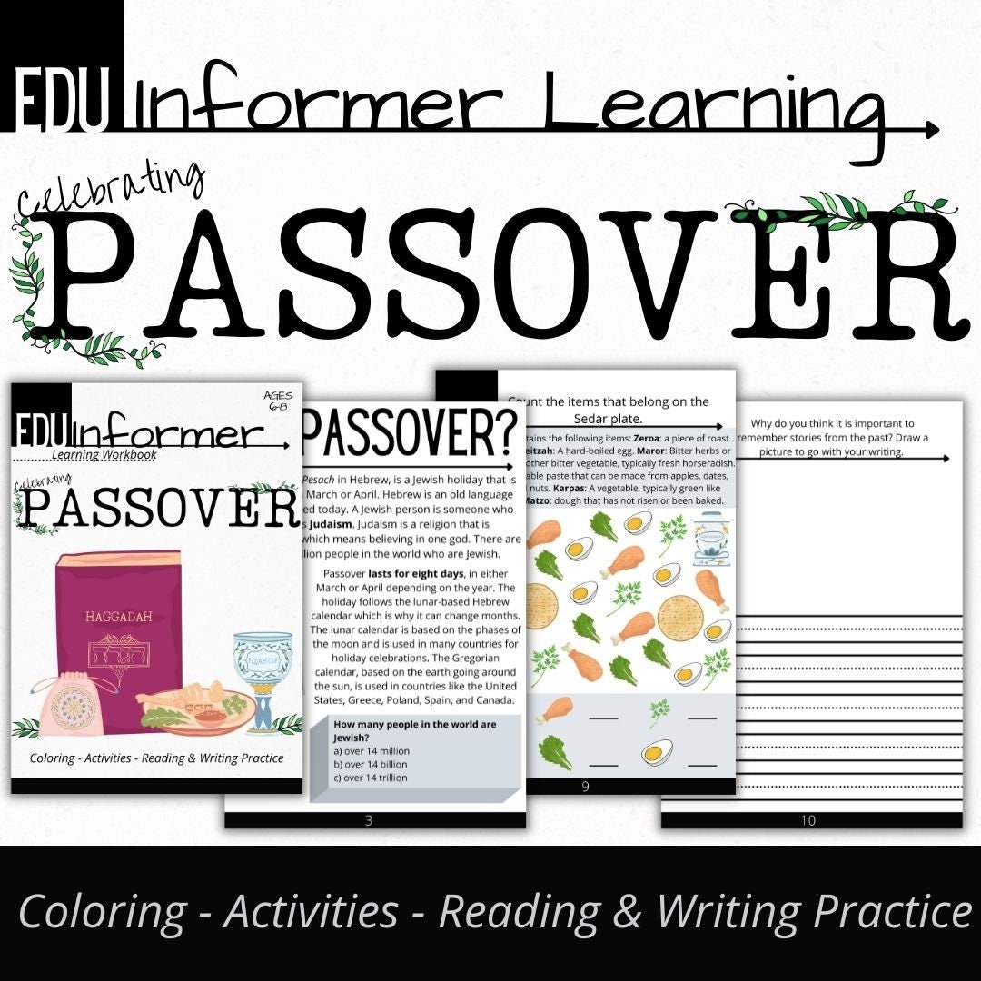 Celebrating Passover, Printable and Digital Workbook, Homeschool and ...