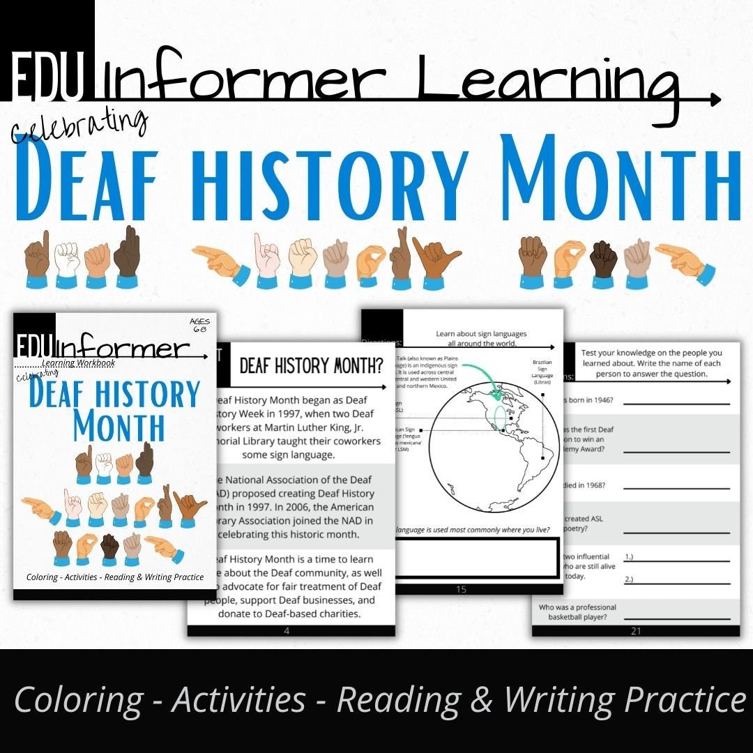 Celebrating Deaf History Month, Printable and Digital Workbook ...