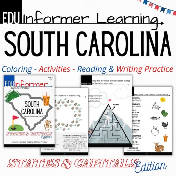 States and Capitals Series South Carolina Workbook Printable | Etsy