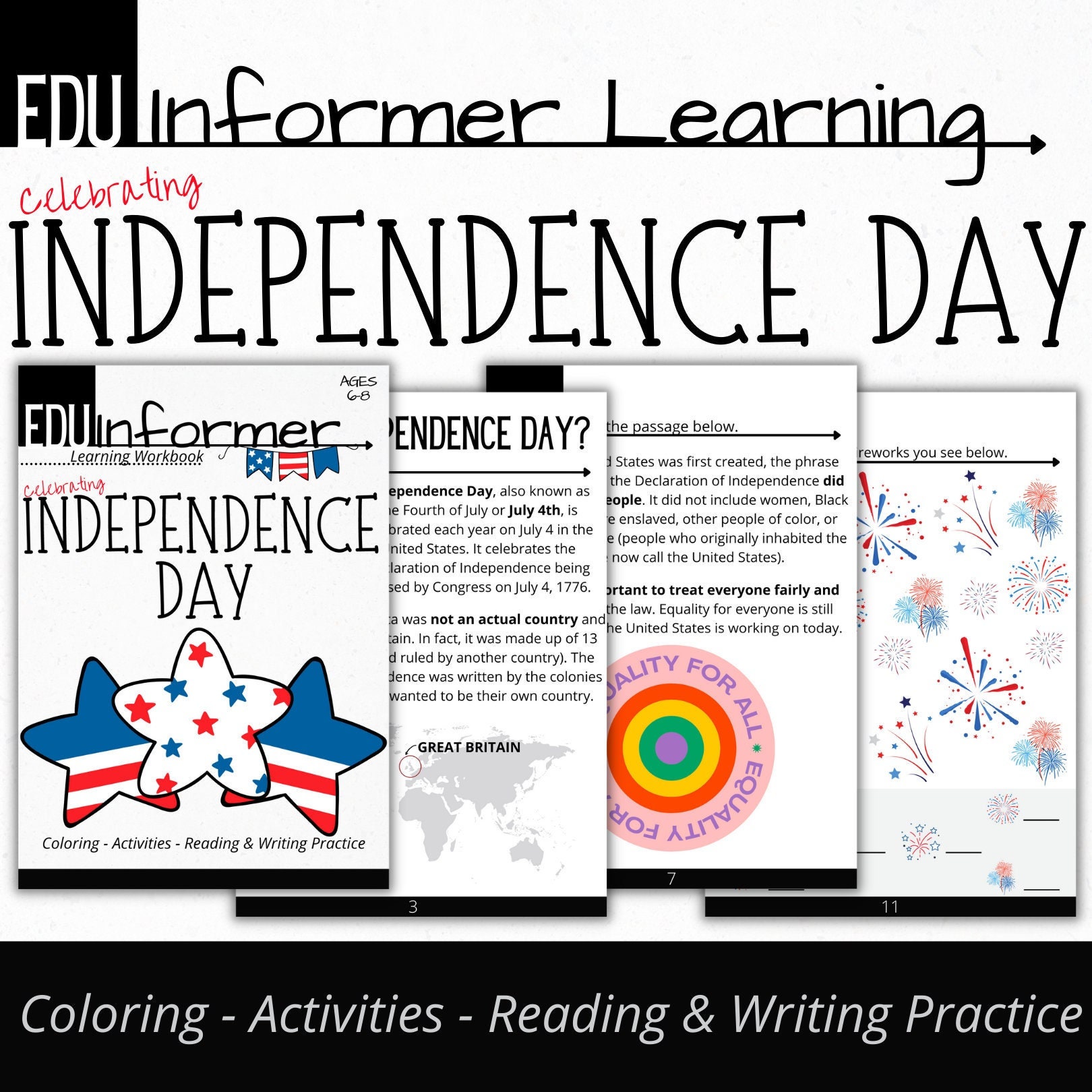 Celebrating Independence Day, 4th of July, Printable and Digital ...
