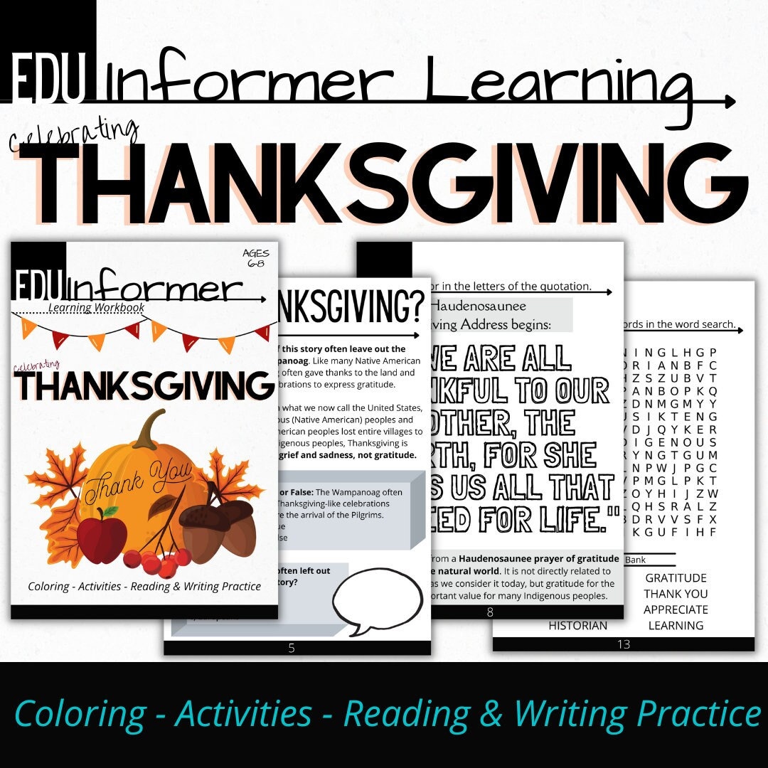 Celebrating Thanksgiving, Printable and Digital Workbook, Homeschool ...