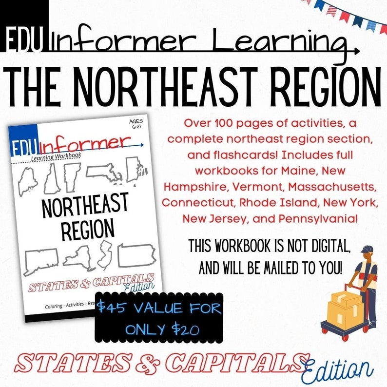 States and Capitals: the Northeast Region Hands-on Physical Workbook ...