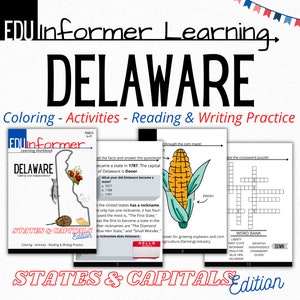 States and Capitals Series, Delaware Workbook, Printable and Digital ...