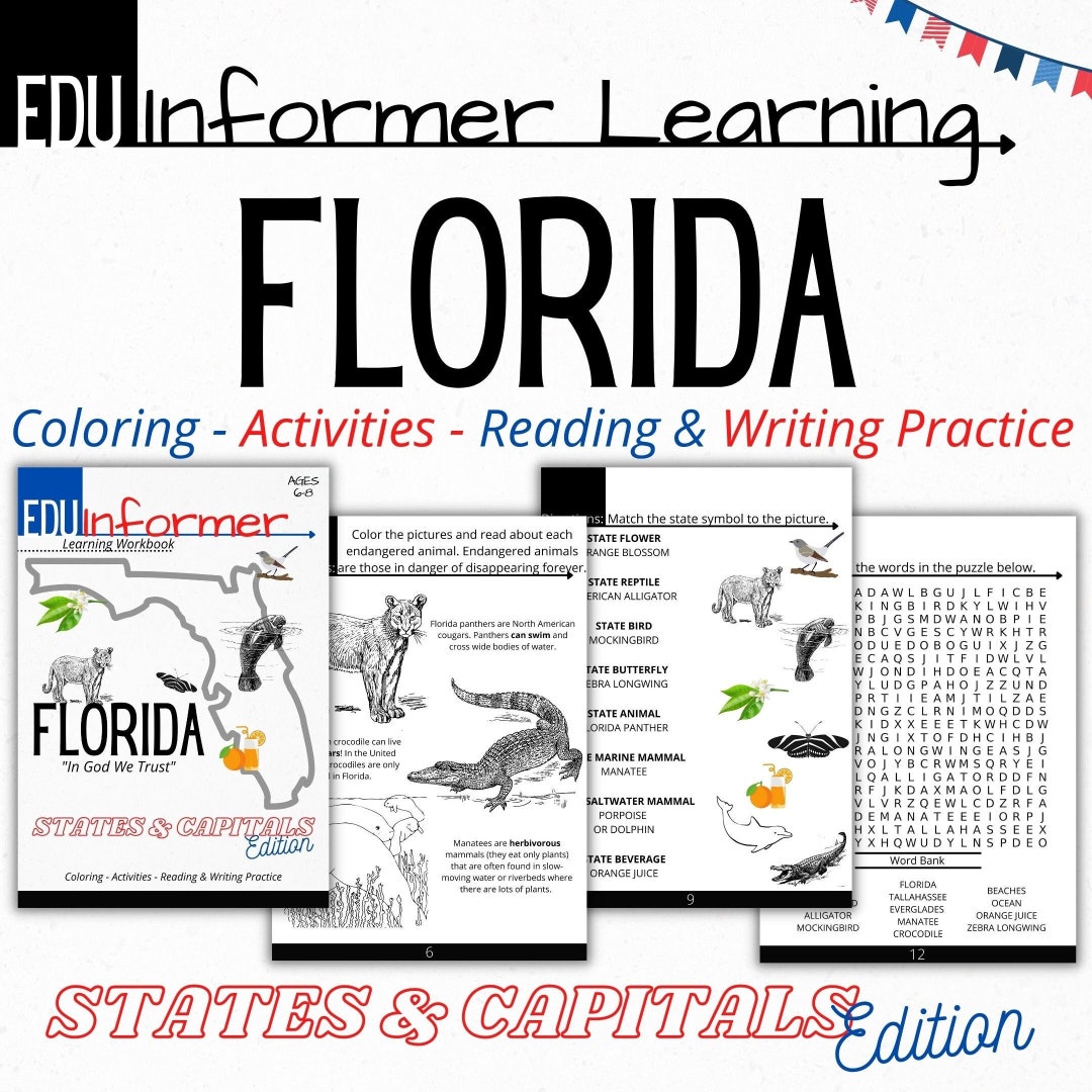 Florida State Workbook: Reading, Writing, Activities (printable ...
