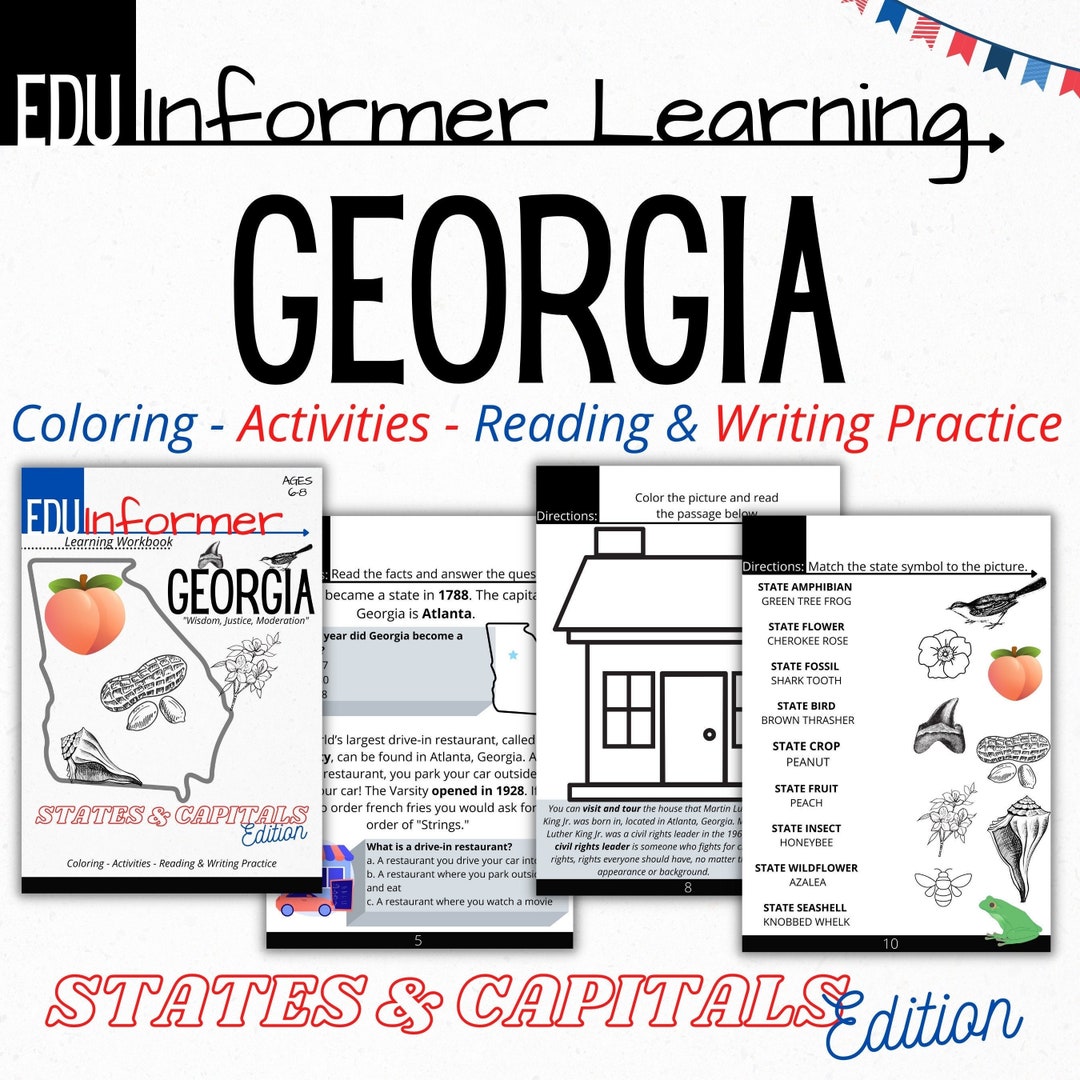 States and Capitals Series, Georgia Workbook, Printable and Digital ...