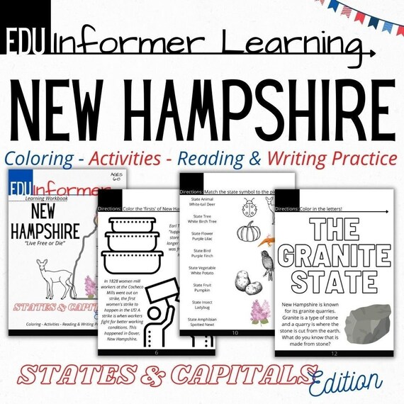States and Capitals Series New Hampshire Workbook Printable | Etsy