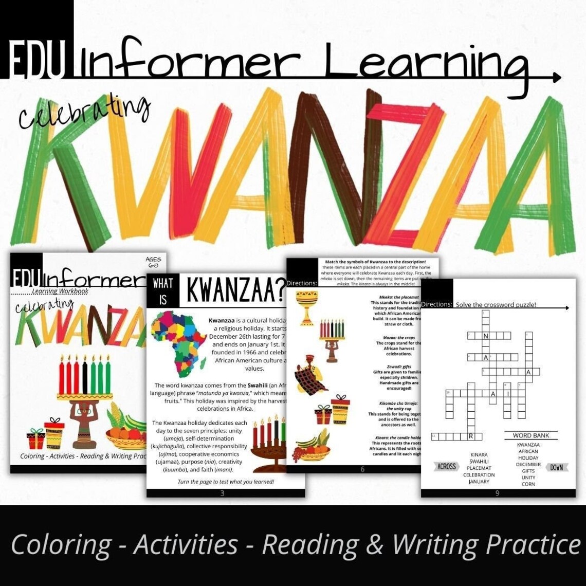 Celebrating Kwanzaa Printable and Digital Workbook | Etsy